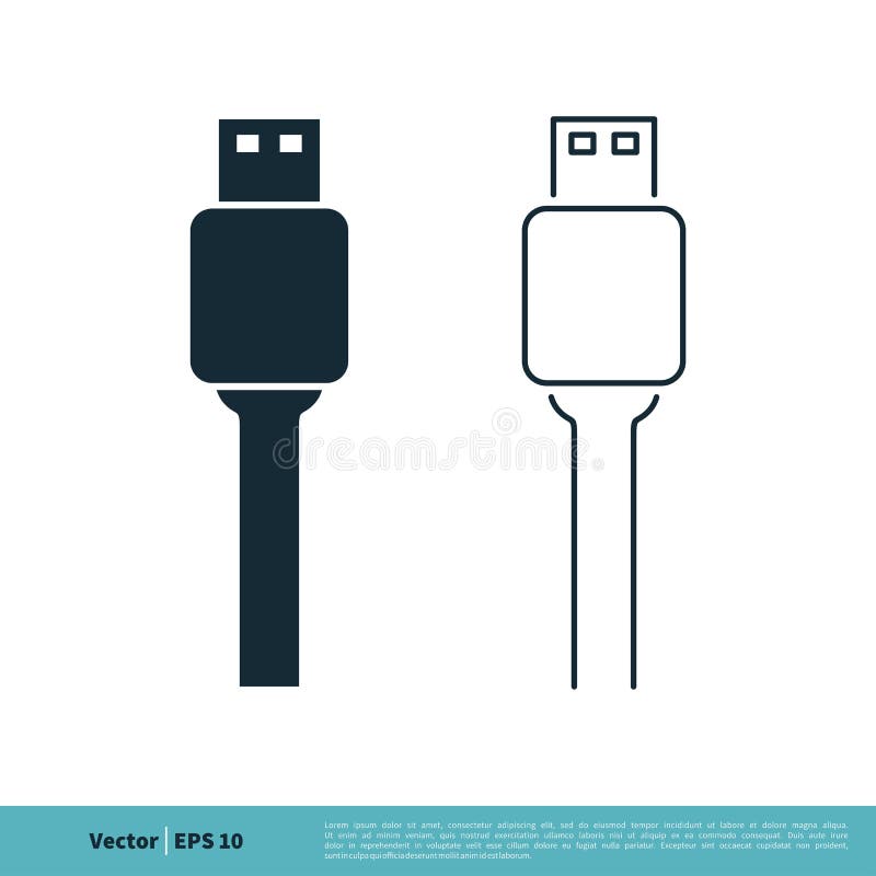 USB Connection Cable Device Icon Vector Logo Template Illustration ...