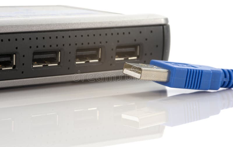 Usb connection with hub stock photo. Image of macro, flashdrive - 29485258