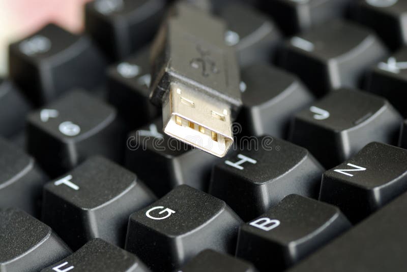 An USB Connector on the Black Keyboard Stock Photo - Image of ...
