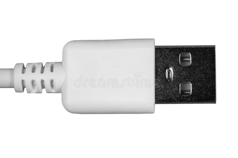 USB Connector Closeup Isolated on White Stock Image - Image of charger ...