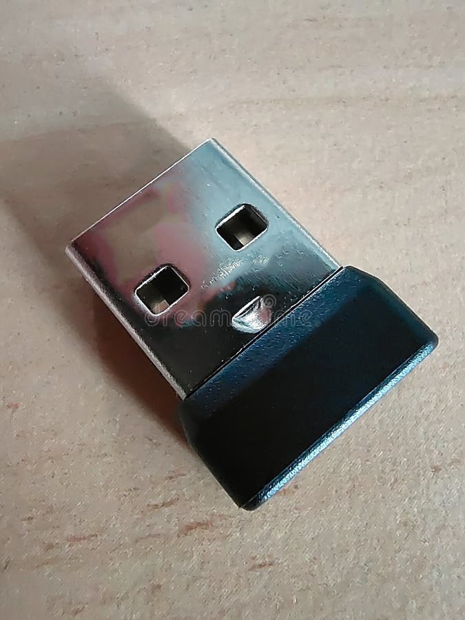 USB Connector for a Computer Mouse Close-up on a Wooden Surface Stock ...