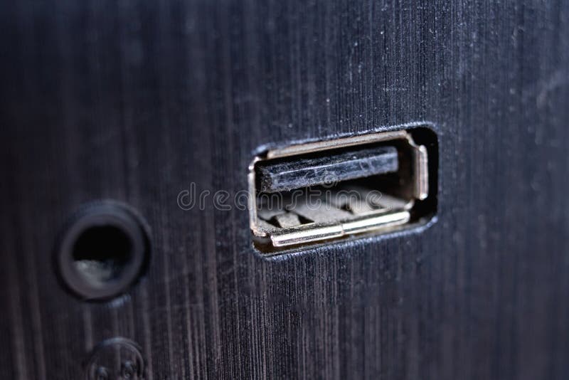 USB Connector on the Computer Panel Closeup Stock Image - Image of ...