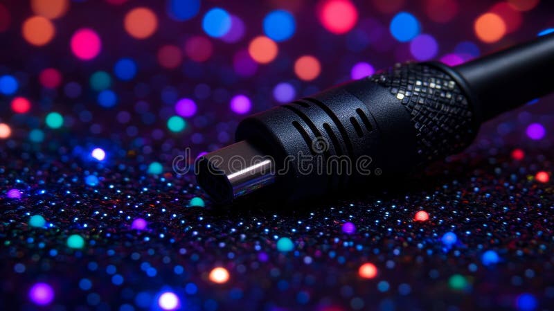 USB Connector on a Glittering Backdrop with Colorful Bokeh, Technology ...