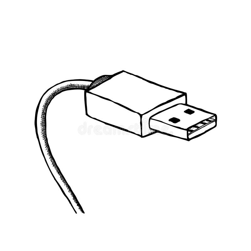 Usb Connector, Hand Drawn, Vector Stock Vector - Illustration of ...