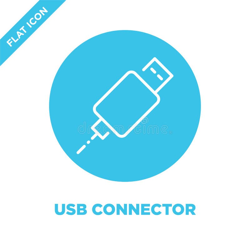 Usb Connector Icon Vector. Thin Line Usb Connector Outline Icon Vector ...