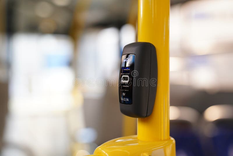 USB Connector in the Interior of a City Bus Stock Image - Image of ...