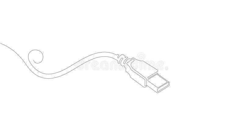 USB Data Cable One Line Drawing .Technological Concept .Computer Wire ... USB Data Cable One Line Drawing .Technological Concept .Computer Wire ...