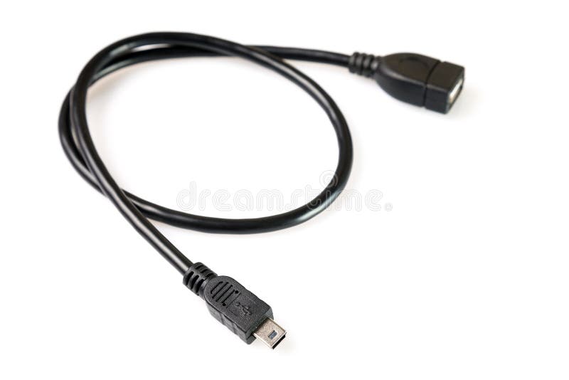 USB Data & Power Cable Isolated on White Background. Close Up Stock ...