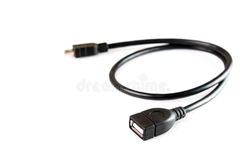 USB Data & Power Cable Isolated on White Background. Close Up Stock ...