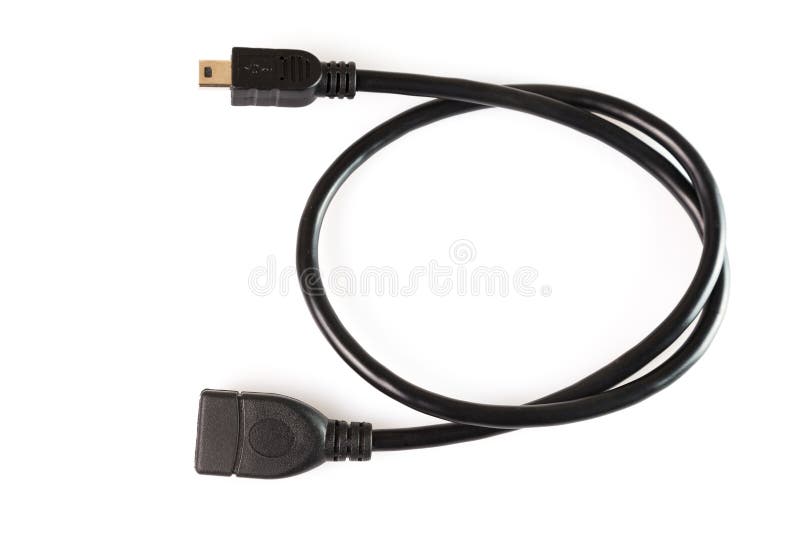 USB Data & Power Cable Isolated on White Background. Close Up Stock ...