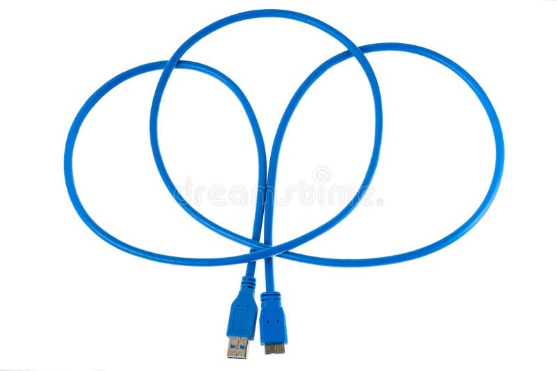 USB 3 Data & Power Cable Isolated on White Background. Close Up Stock ...
