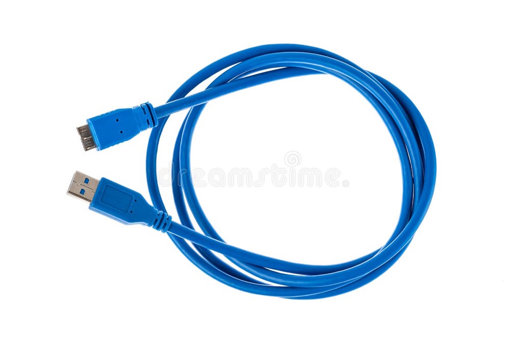 USB 3 Data & Power Cable Isolated on White Background. Close Up Stock ...