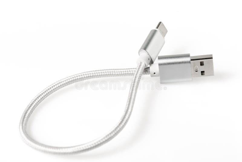 USB Data and Power Cable on White Background. Close Up Stock Photo ...