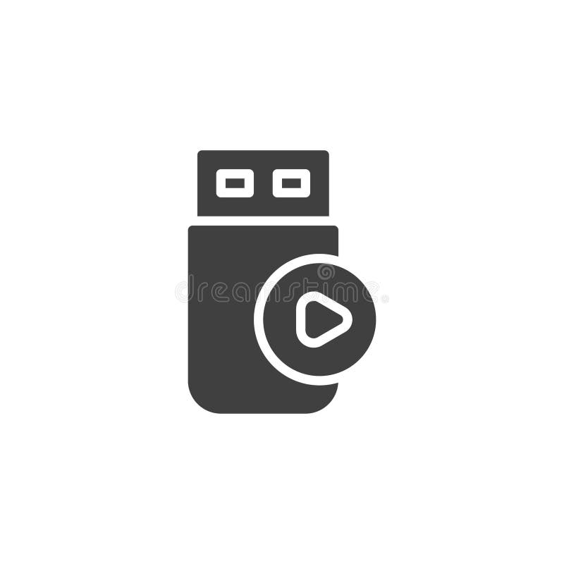 USB Device with a Play Button Vector Icon Stock Illustration ...