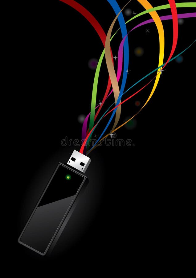 USB Disk with Data Transfer Concept Stock Vector - Illustration of ...