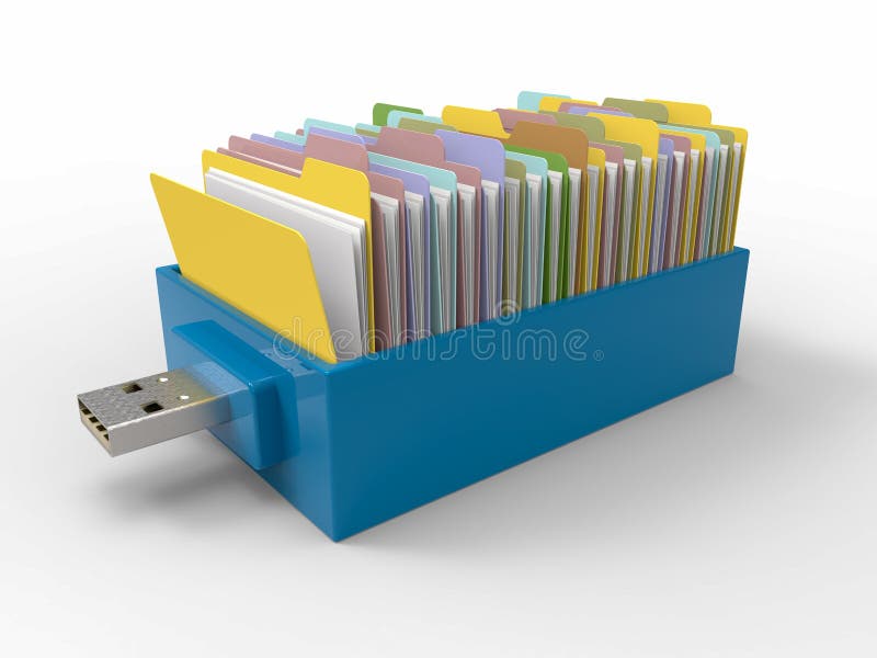 USB Drawer of Folders Flash Drive Stock Illustration - Illustration of ...