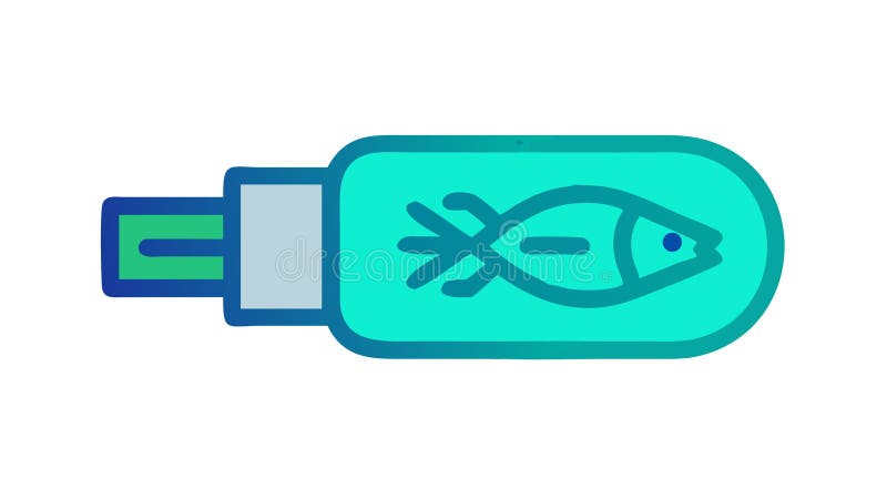 USB Drive with Fish Icon, Data Storage for Marine Biology Vector ...