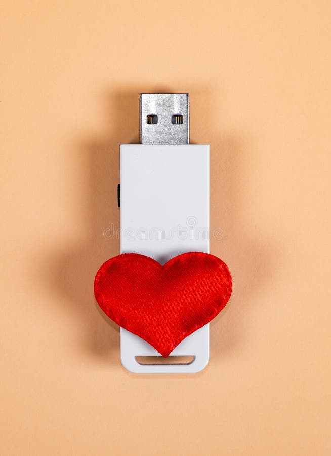 USB Drive with a Heart stock photo. Image of closeup - 217299714