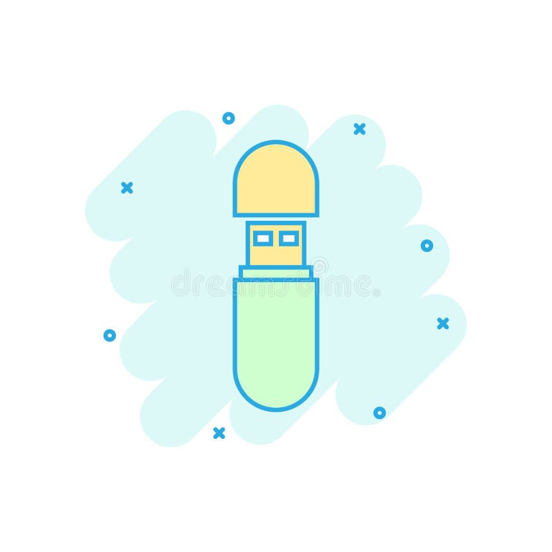 Usb Drive Icon in Comic Style. Flash Disk Vector Cartoon Illustration ...