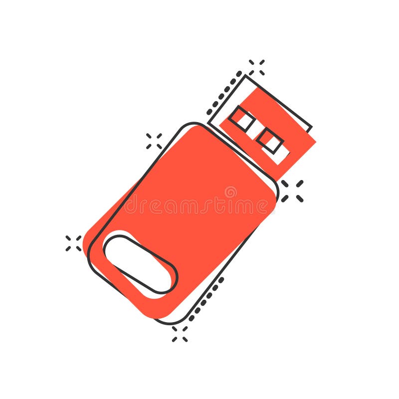 Usb Drive Icon in Comic Style. Flash Disk Vector Cartoon Illustration ...