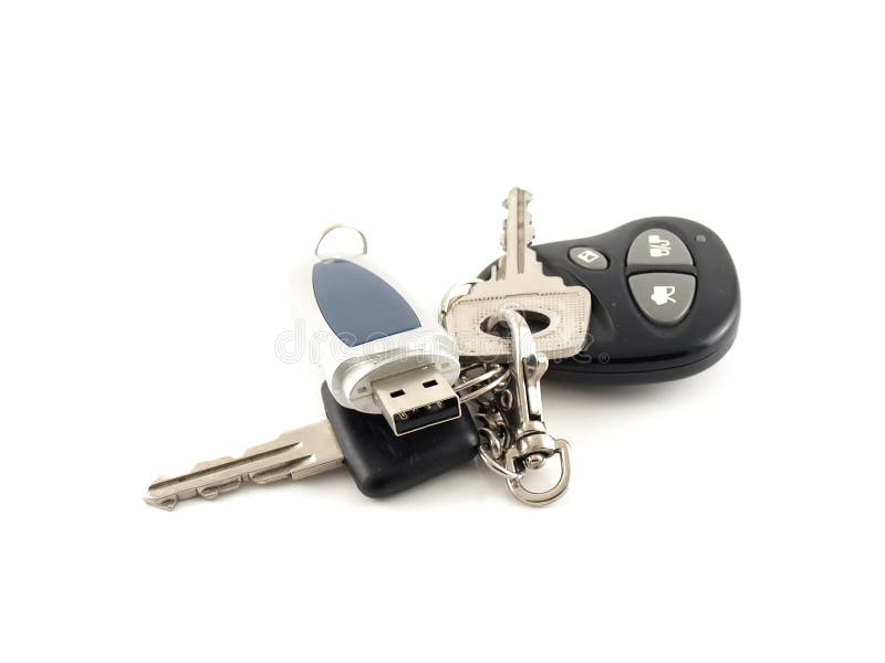 USB drive and key from car stock image. Image of safety - 13436663