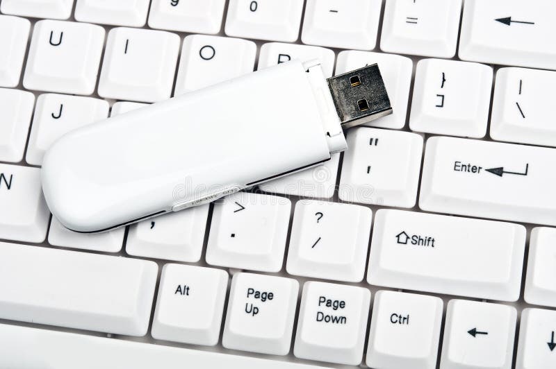 Usb drive on keyboard stock image. Image of data, equipment - 20696499