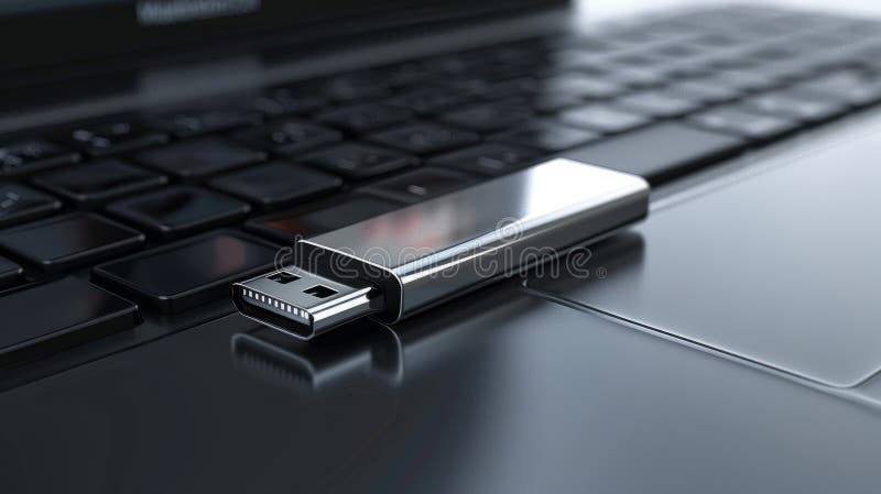 USB Drive Placed on a Laptop Keyboard Stock Photo - Image of closeup ...