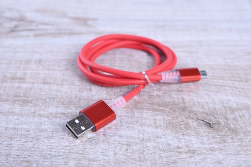 USB a Cable on Wooden Table. Stock Photo - Image of ports, wooden ...