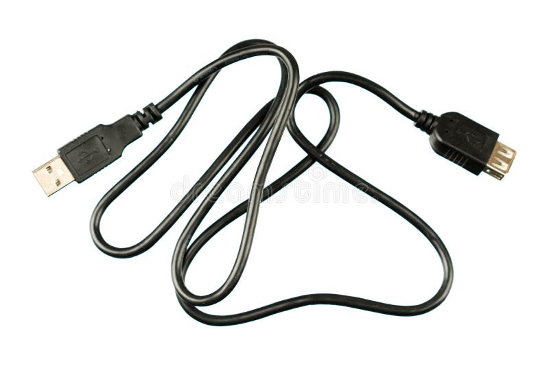 USB Extension Cord Black Isolated on White Background Stock Image ...