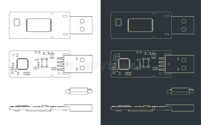 USB fash drive blueprints stock vector. Illustration of education ...
