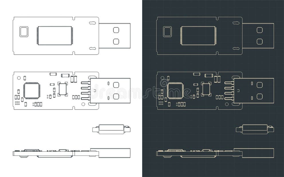 USB fash drive blueprints stock vector. Illustration of education ...