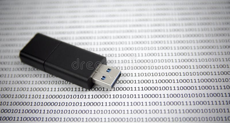 USB Flash Disk on Binary Code Stock Photo - Image of external, digital ...
