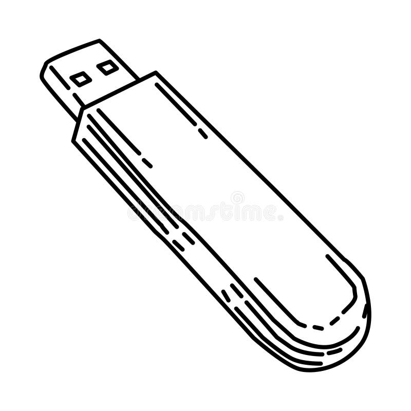 USB Flash Disk Icon. Doodle Hand Drawn or Outline Icon Style Stock ...