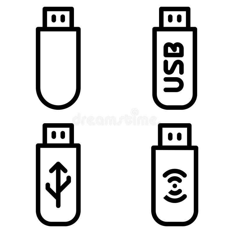 USB flash disk icon set stock vector. Illustration of signs - 364030170