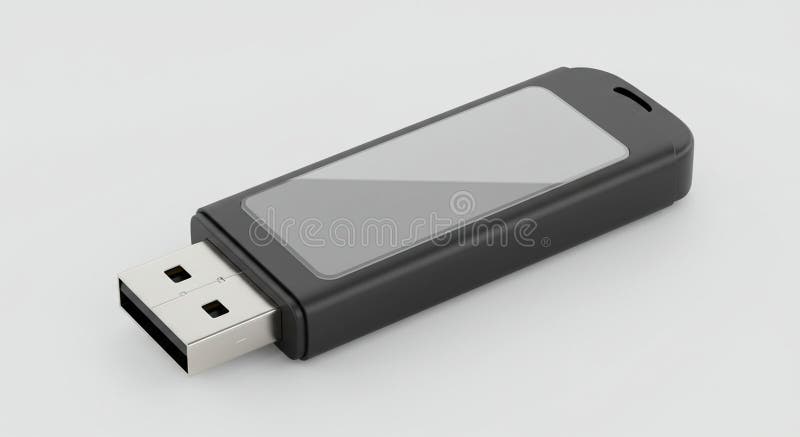 USB Flash Drive with a Black Casing and a Rectangular, Transparent ...