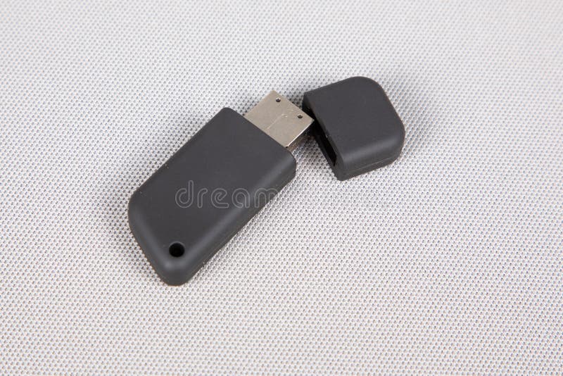 USB Flash Drive Black Key Open Lid Memory Stick on White Background ...