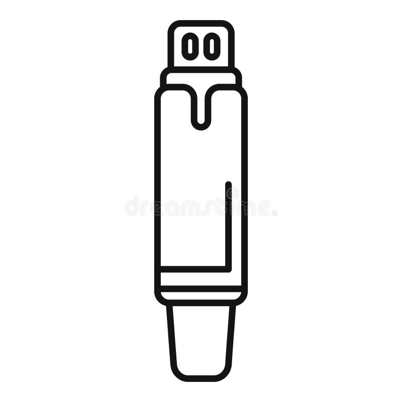 Usb Flash Drive with Cap Icon, Outline Style Stock Illustration ...