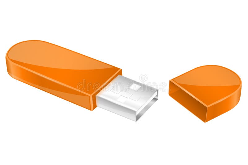 USB Flash Drive with Cap. Outline Drawing Stock Vector - Illustration ...