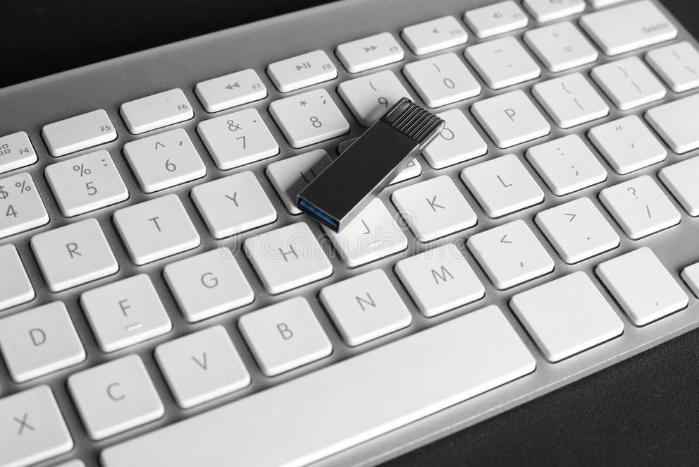 USB Flash Drive on Computer Keyboard Stock Image - Image of information ...