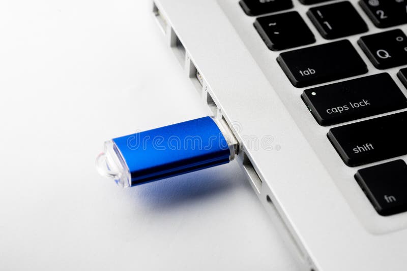 USB Flash Drive on Computer Laptop Keyboard Stock Image - Image of ...