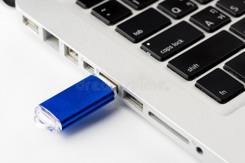 USB Flash Drive on Computer Laptop Keyboard Stock Photo - Image of ...