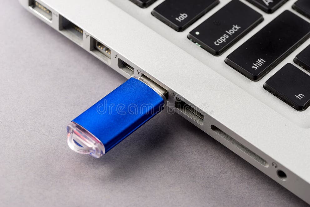 USB Flash Drive on Computer Laptop Keyboard Stock Image - Image of ...