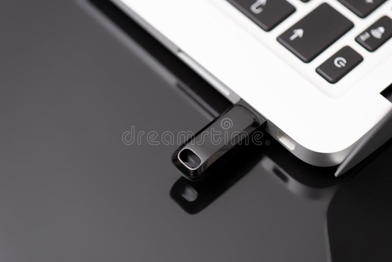 USB Flash Drive Connected To the Laptop`s USB Socket Stock Image ...