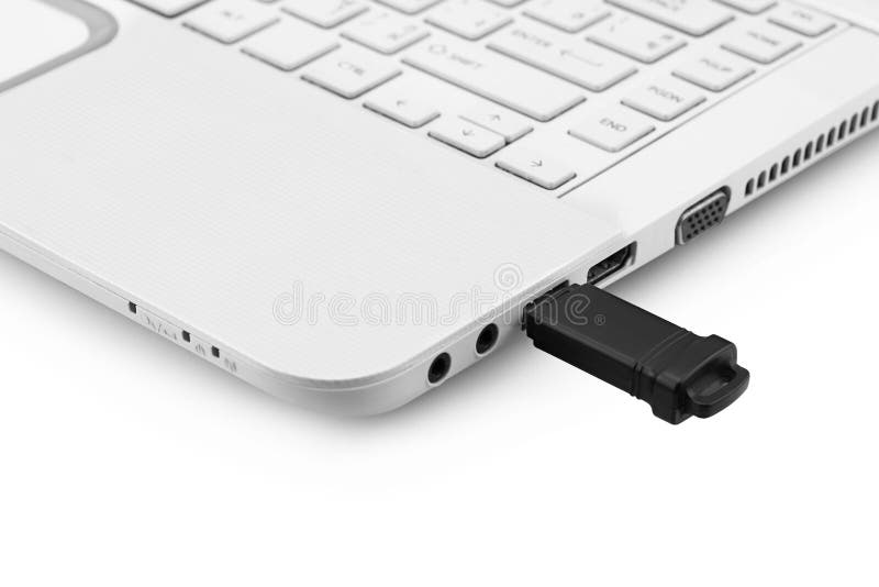 USB Flash Drive Connecting To Laptop Stock Photo - Image of industry ...