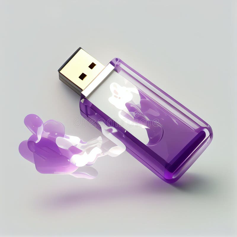 USB Flash Drive with Floating Leaked Data - AI Generated Purple Gadget ...