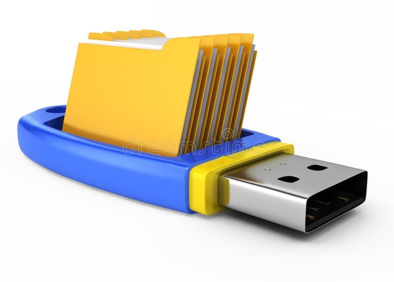 Usb Flash Drive and Folders Stock Illustration - Illustration of ...
