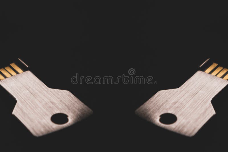 USB Flash Drive in the Form of a Key on a Black Background Stock Photo ...