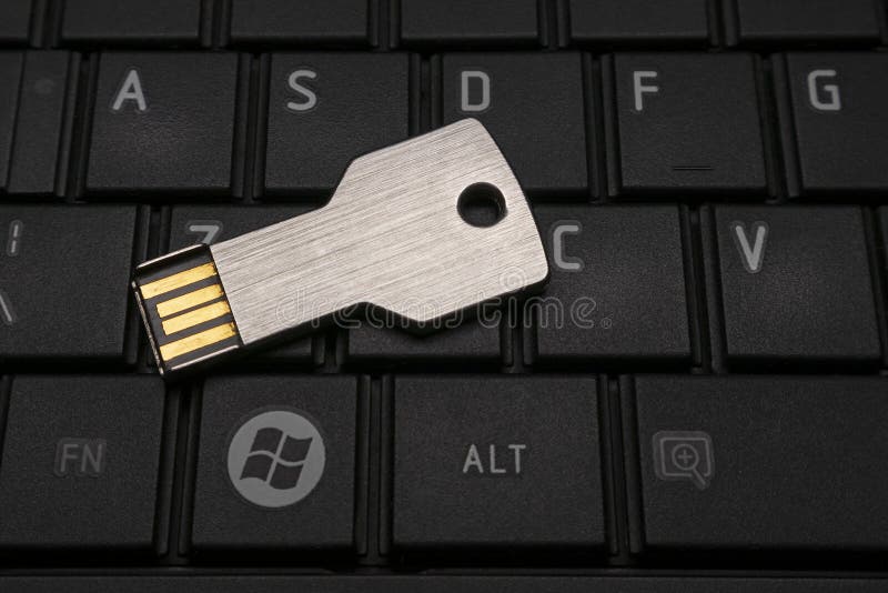 USB Flash Drive in the Form of a Key and Keyboard Editorial Stock Photo ...