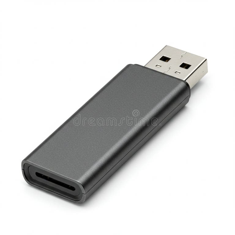 A USB Flash Drive with a Gray Metallic Casing and a USB Type-a ...