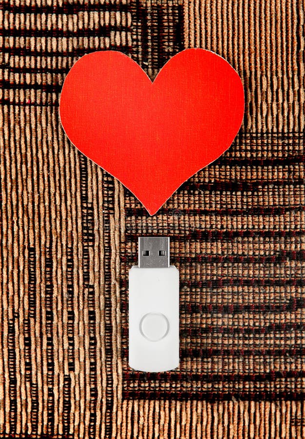 USB Flash Drive with Heart Shape Stock Photo - Image of device, love ...